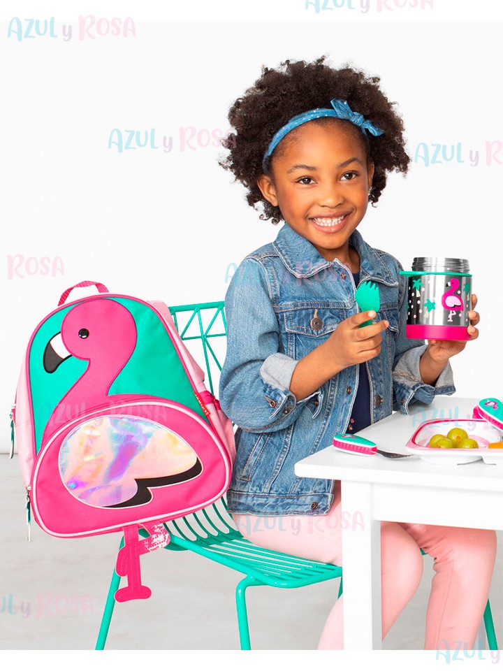 9I240610 ENVASE TERMICO DE ACERO INOXIDABLE FLAMINGO SKIP HOP - Azul y Rosa